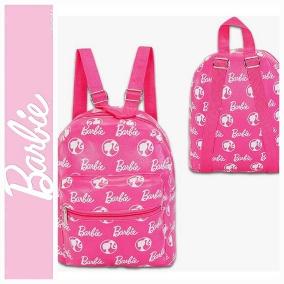 Barbie | Bags | Barbie Faux Leather All Over Logo Backpack Pink | Poshmark